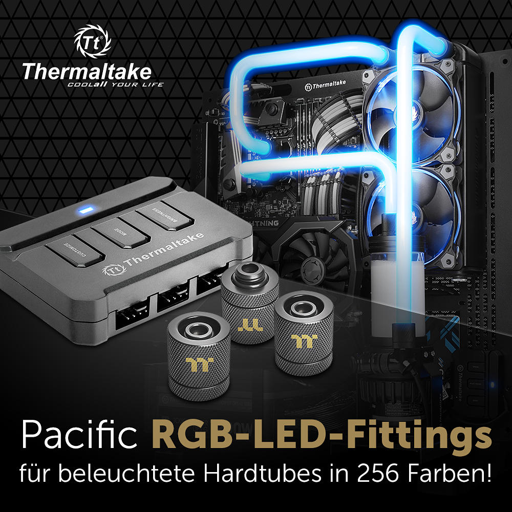 Thermaltake Pacific RGB-LED-Fittings für beleuchtete 16/12er-Hardtubes ...